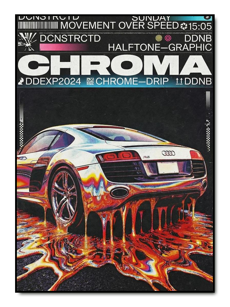 Liquid Chrome – personalisiertes Neon-Auto-Poster | Yooster