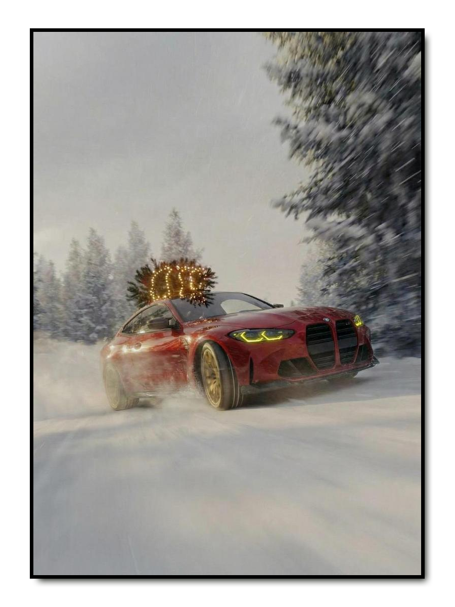 Drifting Home for Christmas – Auto Weihnachts-Poster | Yooster